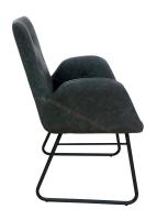 China Textured PU Dining Chair High Density Sponge Washable Grey Fabric Shell for sale