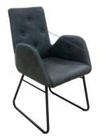 China Textured PU Dining Chair High Density Sponge Washable Grey Fabric Shell for sale