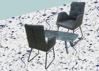 China Textured PU Dining Chair High Density Sponge Washable Grey Fabric Shell for sale