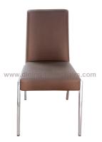 China Polyurethane PU Upholstered Chromed Dining Chair Livingroom Chair Leisure Chair for sale