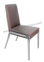 China Polyurethane PU Upholstered Chromed Dining Chair Livingroom Chair Leisure Chair for sale