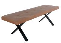 China Anli PU Upholstered Dining Bench Powder Coating In Sanding Black Skin Friendly for sale