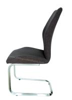 China Leisure Stainless Dining Chair Polyester Fabric Brown Shell Brushed Stainless Leg for sale