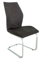 China Leisure Stainless Dining Chair Polyester Fabric Brown Shell Brushed Stainless Leg for sale