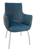 China Fabric Upholstered Stainless Dining Chair Livingroom Chair Armrest Chair Leisure Chair for sale