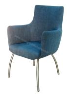 China Fabric Upholstered Stainless Dining Chair Livingroom Chair Armrest Chair Leisure Chair for sale