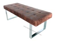 China 1.4 Meter Chrome Upholstered Dining Bench Plywood Material Tear Resistant for sale