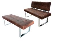 China Leathaire Technical Upholstered Dining Bench , Chrome Dining Bench Glossy Leg for sale