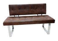 China Leathaire Technical Upholstered Dining Bench , Chrome Dining Bench Glossy Leg for sale