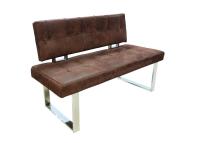 China Leathaire Technical Upholstered Dining Bench , Chrome Dining Bench Glossy Leg for sale
