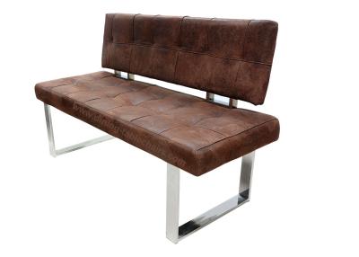 China Leathaire Technical Upholstered Dining Bench , Chrome Dining Bench Glossy Leg for sale