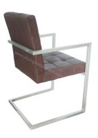 China Living Room Armrest Stainless Dining Chair Brown Shell Brushed Legs for sale