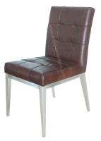 China Stainless Leg PU Dining Chairs Home Decors Skin Friendly Soft Material for sale