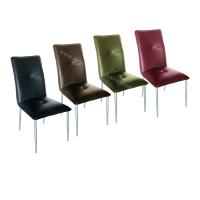 China PVC Upholstered Dining Chair Silver Leg Skin Friendly Gentle Material for sale
