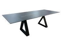 China Grey Top Rectangular Glass Dining Table Stone Coated Tempered Glass 2.6 Meter for sale