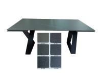 China Grey Top Rectangular Glass Dining Table Stone Coated Tempered Glass 2.6 Meter for sale