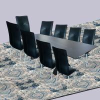 China Grey Top Rectangular Glass Dining Table Stone Coated Tempered Glass 2.6 Meter for sale