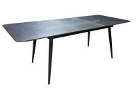 China Tempered Glass Stone Look Dining Table Extension Type Grey Top Moka Leg for sale