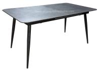 China Tempered Glass Stone Look Dining Table Extension Type Grey Top Moka Leg for sale