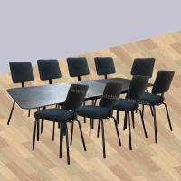 China Tempered Glass Stone Look Dining Table Extension Type Grey Top Moka Leg for sale
