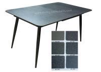 China Tempered Glass Stone Look Dining Table Extension Type Grey Top Moka Leg for sale