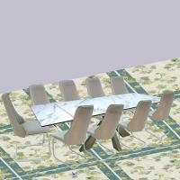 China Square Extension HPL Dining Table Tempered Glass Topped Laser Cutted Legs for sale