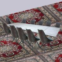 China HPL Laminated Tempered Glass Extendable Dining Table Laser Cutted for sale