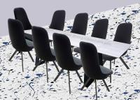 China Elegant Textured HPL Dining Table 2.1 Meter Indoor Pavilion Use Heat Resistant for sale