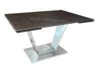China Stainless Extension Dining Room Table Tempered Glass Ceramic Top 2.1 Meter for sale
