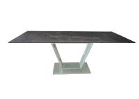 China Stainless Extension Dining Room Table Tempered Glass Ceramic Top 2.1 Meter for sale