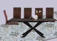 China Steel Tube Extension Dining Table , Rectangle Ceramic Top Dining Table for sale