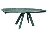 China Textured Green Glossy Ceramic Top Dining Table Tempered Glass Breezing Rotating for sale