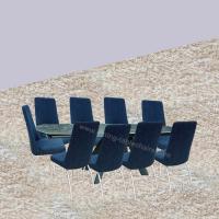 China Textured Green Glossy Ceramic Top Dining Table Tempered Glass Breezing Rotating for sale