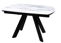 China 1.9 Meter Ceramic Top Dining Table , Horsebelly Glass Extension Dining Table for sale