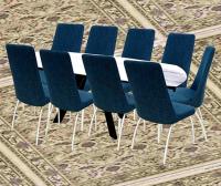 China 1.9 Meter Ceramic Top Dining Table , Horsebelly Glass Extension Dining Table for sale