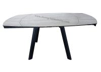 China HPL Topped Tempered Glass Dining Table 1.7 Meter Powder Coating Finish for sale