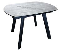 China HPL Topped Tempered Glass Dining Table 1.7 Meter Powder Coating Finish for sale