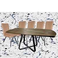 China 2 Meter Woodgrain Extension Dining Table , Horsebelly Unique Dining Tables for sale