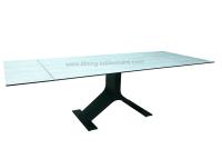 China 2.5 Meter Tempered Glass Dining Table With HPL Laminate For 10-12 Seats for sale