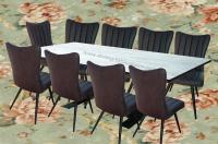 China 2.5 Meter Tempered Glass Dining Table With HPL Laminate For 10-12 Seats for sale