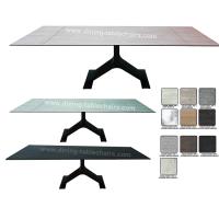 China 2.5 Meter Tempered Glass Dining Table With HPL Laminate For 10-12 Seats for sale