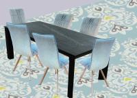 China Modern Fixed Dining Table With Chinese Ceramic Streamlined Steel Triangular Legs for sale