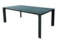 China 1.65 Meter Rectangular Glass Dining Table With Chinese Ceramic Triangular Legs for sale
