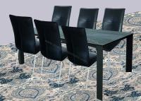 China 1.65 Meter Rectangular Glass Dining Table With Chinese Ceramic Triangular Legs for sale