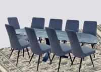 China 2.1 Meter Horsebelly Modern Extension Table Black Stylish Legs Ceramic Table Top for sale