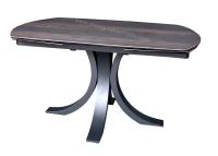 China Elegant Ceramic Top Dining Table Wood Grain Textured Top Black Leg for sale