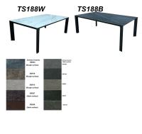 China Modern Fixed Dining Table With Chinese Ceramic Streamlined Steel Triangular Legs for sale