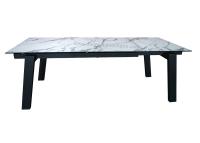 China Elegant Rectangle White Extension Table HPL White Extured Top 2.2 Meter for sale