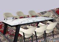 China Elegant Rectangle White Extension Table HPL White Extured Top 2.2 Meter for sale