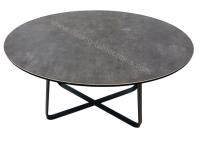 China Living Room Oval Tempered Glass Coffee Table Grey Top Stylish Steel Legs for sale